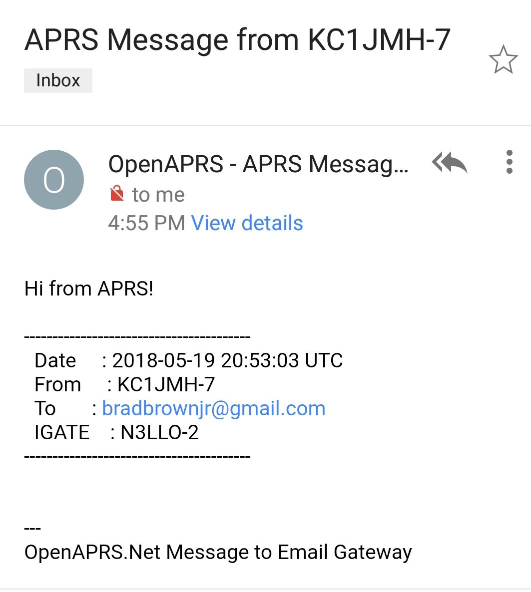 APRS EMAIL – KC1JMH